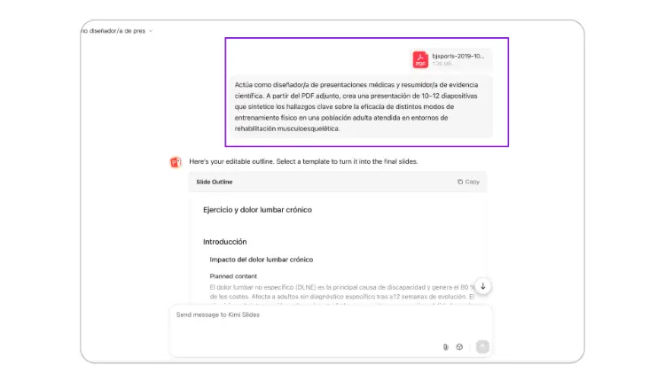 Crea presentaciones médicas con KIMI Slides